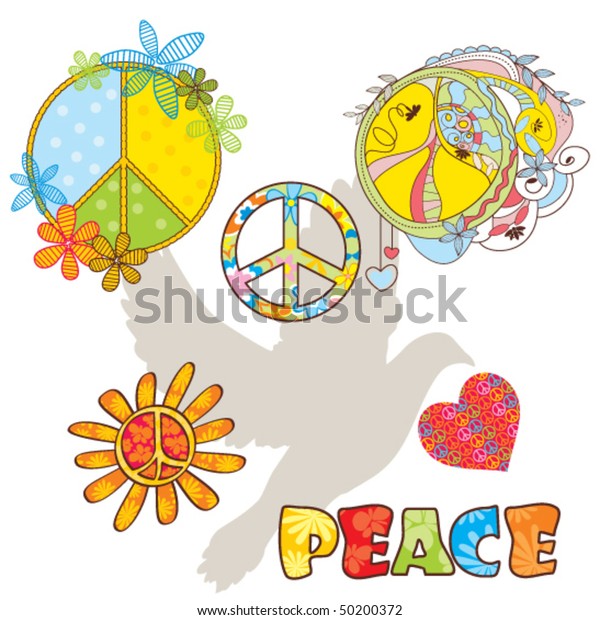 Set Various Peace Symbols Stock Vector (Royalty Free) 50200372 ...