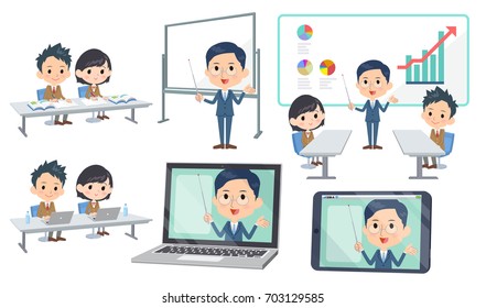 Set Various Poses Meeting Lecture Young Stock Vector (Royalty Free ...