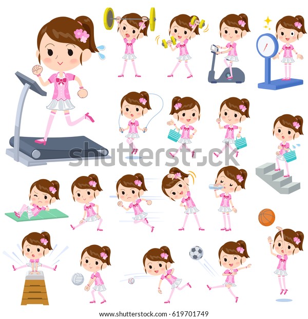 Set Various Poses Pop Idol Pink Stock Vector (Royalty Free) 619701749 ...
