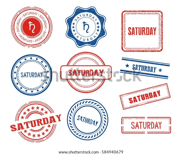 Set Various Saturday Stamps Stock Vector (Royalty Free) 584940679 ...
