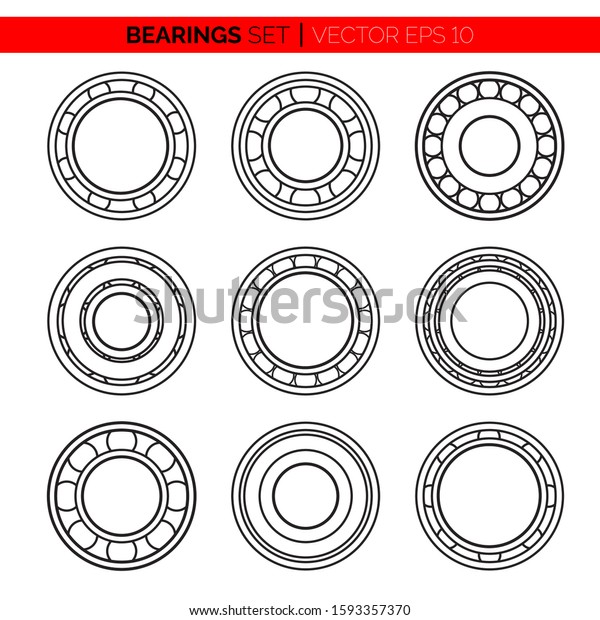 Set Various Simple Bearings Shapes Isolated Stock Vector (Royalty Free ...