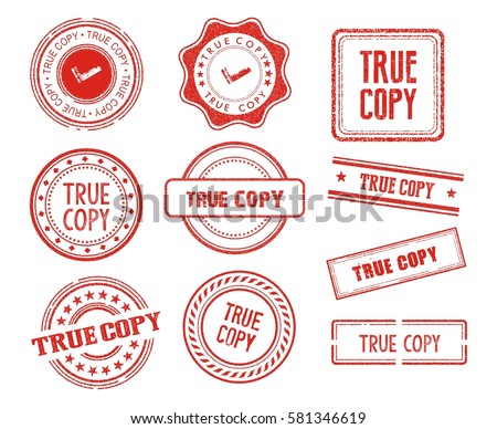 Set Various True Copy Stamps Stock Vector (Royalty Free) 581346619 ...