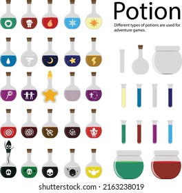 Set Various Types Potions Such Blood Stock Vector (Royalty Free ...