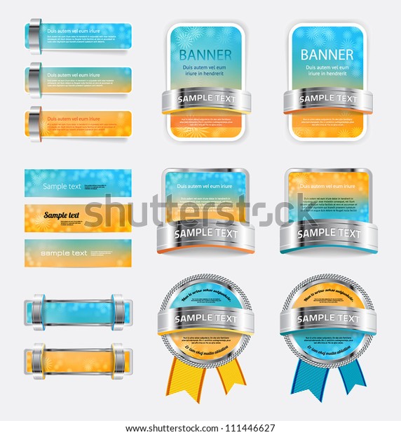 Set Various Vector Metallic Buttons Banners Stock Vector (Royalty Free ...