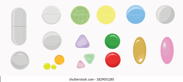 Set Various Vector Pills Tablets Medications Stock Vector (Royalty Free ...