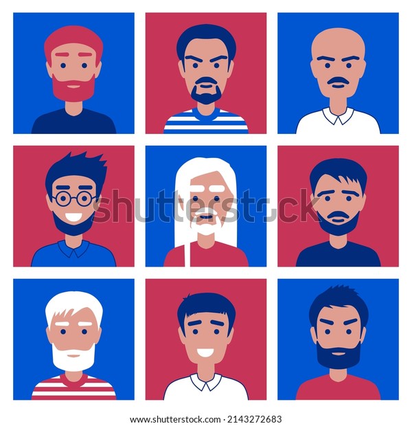 Set Vector Avatars Faces People Different Stock Vector (Royalty Free ...