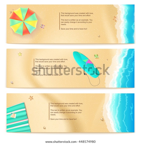 Set Vector Banners Sunny Sandy Beach Stock Vector (Royalty Free ...