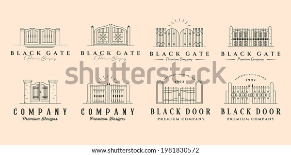 Set Vector Black Gates Line Art Stock Vector (Royalty Free) 1981830572 ...