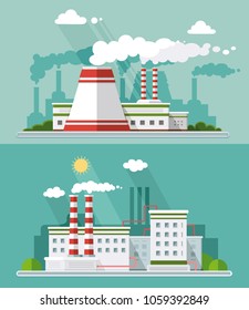 Set Vector Blue Factory Pollution Icons Stock Vector (Royalty Free ...