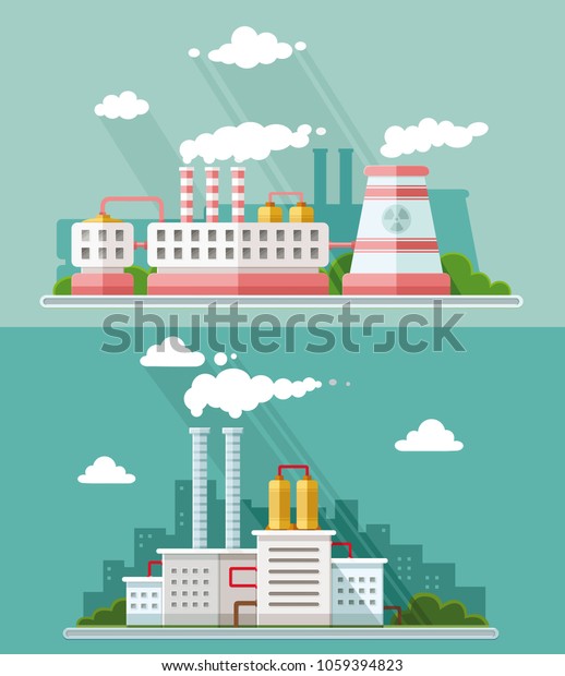 Set Vector Blue Factory Pollution Icons Stock Vector (Royalty Free ...