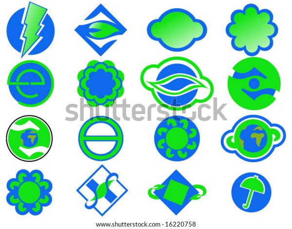 Set Vector Blue Green Logo Symbols Stock Vector (Royalty Free) 16220758