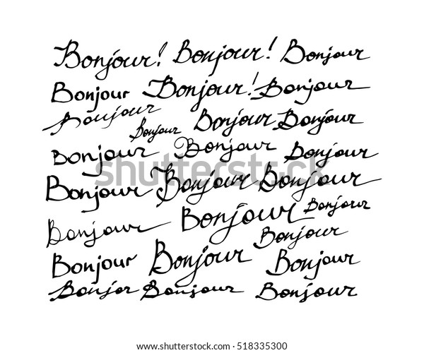 Set Vector Bonjour Hello English Lettering Stock Vector (Royalty Free ...