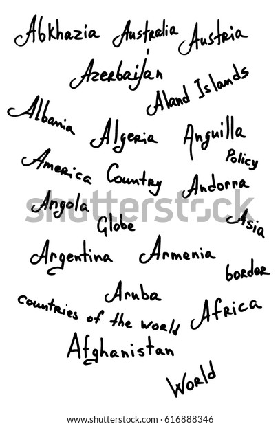 Set Vector Calligraphy Inscriptions Country Countries Stock Vector ...