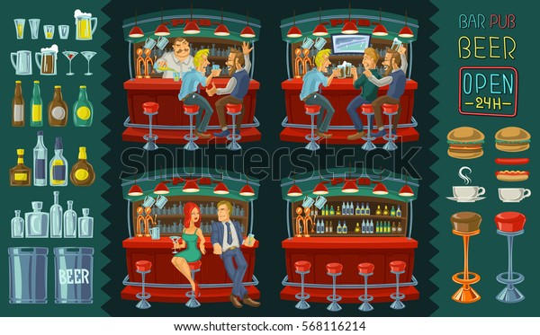 Set Vector Cartoon Illustration Friends Spend Stock Vector (Royalty ...