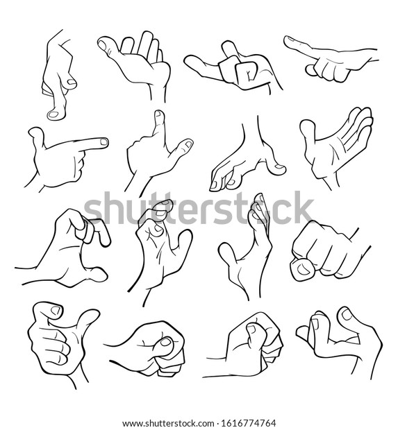 Set Vector Cartoon Illustrations Hands Different Stock Vector (Royalty ...