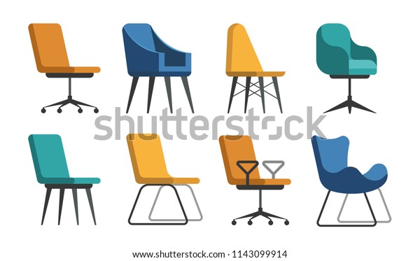 Set Vector Chairs Different Colors Shapes Stock Vector (Royalty Free ...
