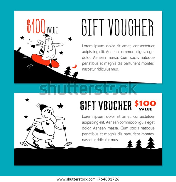 Set Vector Christmas Gift Vouchers Funny Stock Vector (Royalty Free ...