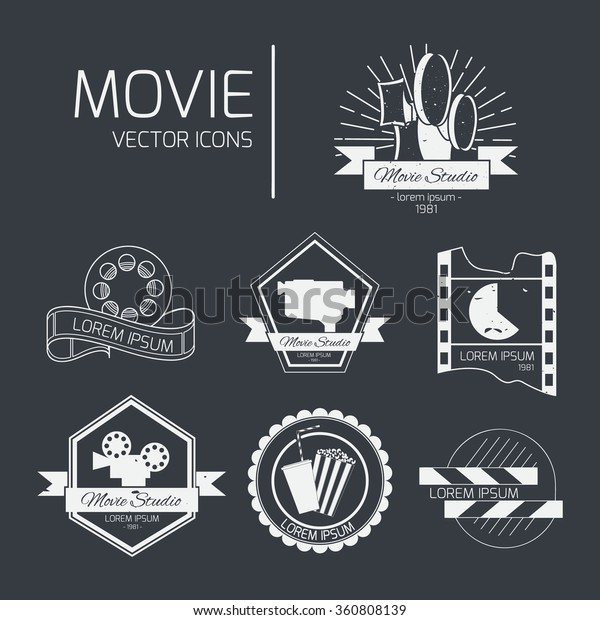 Set Vector Cinema Logos Signs Movie Stock Vector (Royalty Free) 360808139