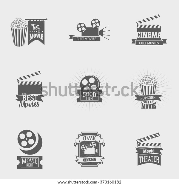 Set Vector Cinema Logos Signs Movie Stock Vector (Royalty Free) 373160182