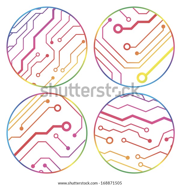 Set Vector Colorful Circuit Circle Balls Stock Vector (Royalty Free ...