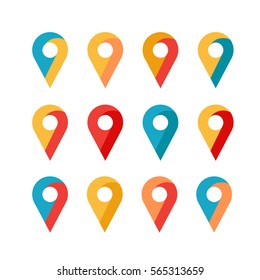 Set Vector Colorful Map Placeholder Icons Stock Vector (Royalty Free ...