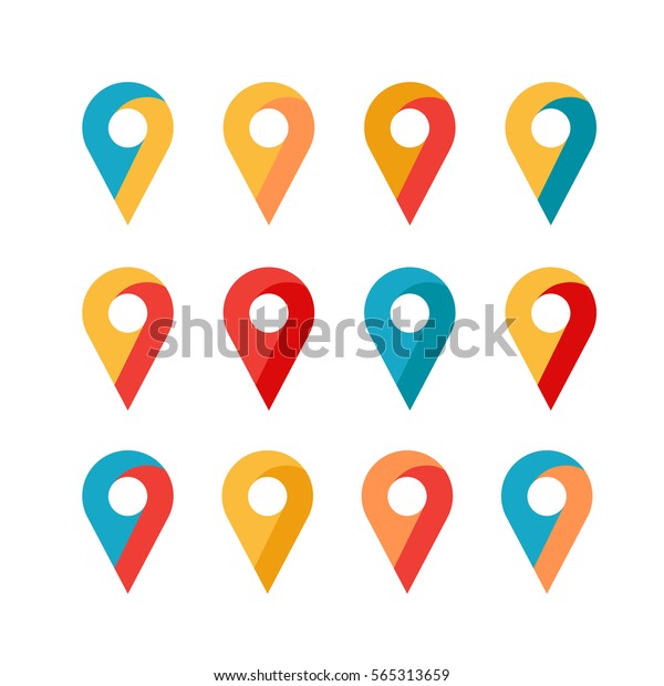 Set Vector Colorful Map Placeholder Icons Stock Vector (Royalty Free ...