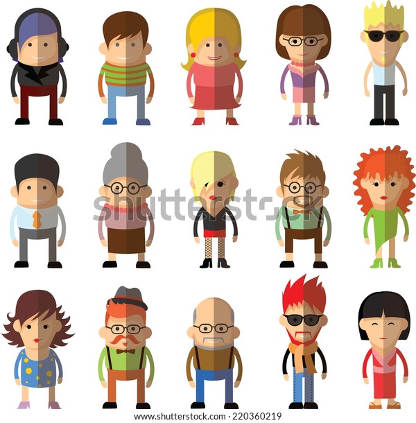 Set Vector Cute Character Avatar Icons: เวกเตอร์สต็อก (ปลอดค่าลิขสิทธิ์ ...