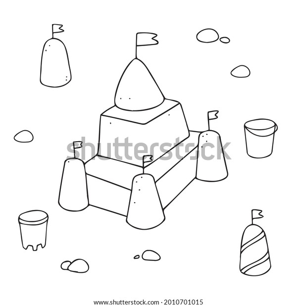 Set Vector Doodles Sand Castle Sand Stock Vector (Royalty Free ...