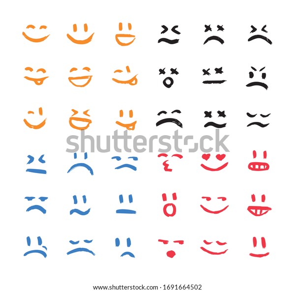 Set Vector Emoticons Smiley Kaomoji Mood Stock Vector (Royalty Free ...