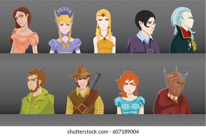 Set Vector Fantasy Characters Icons Stock Vector (Royalty Free ...