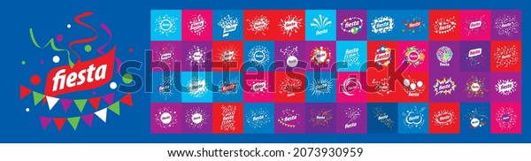 Set Vector Fiesta Logos On Different: стоковая векторная графика (без ...