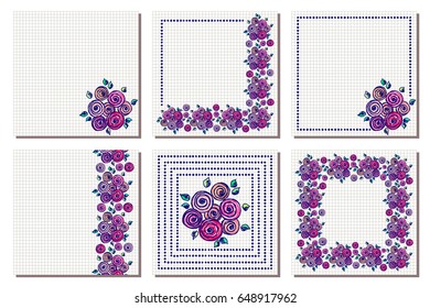 Set Vector Floral Frame Card Border Stock Vector (Royalty Free ...
