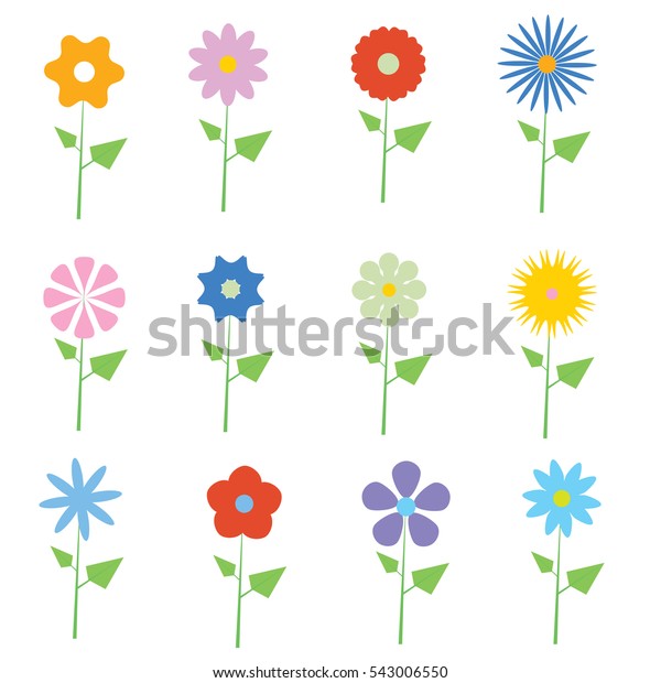 ensemble d'images de fleurs vectorielles : image vectorielle de stock ...