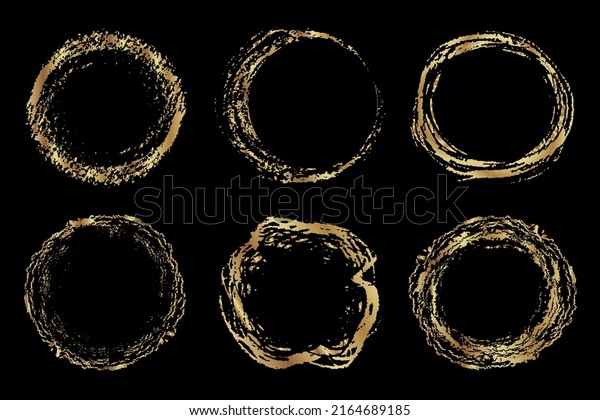 Set Vector Golden Circle Frames Made Stock Vector (Royalty Free ...