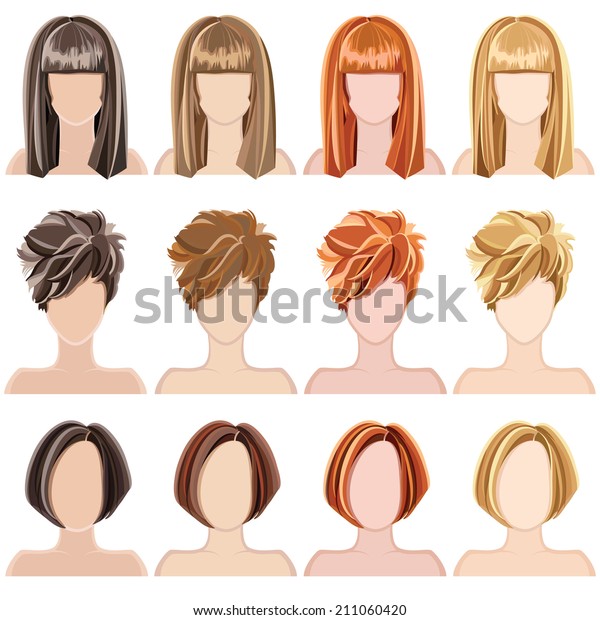 Set Vector Hairstyles Individual Hairstyles Vector Stock Vector ...