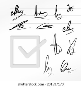 Set Hand Drawn Tick Cross Marks: vector de stock (libre de regalías ...