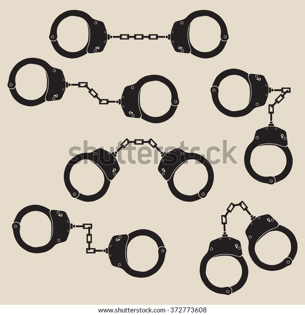 Set Vector Handcuffs Icons Handcuffs Sign Stock Vector (Royalty Free ...