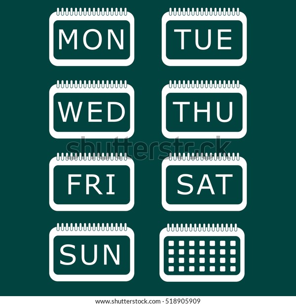 Set Vector Icon Monday Icon Tuesday Stock Vector (Royalty Free) 518905909