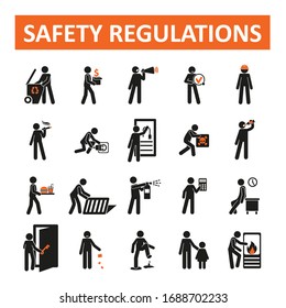Set Vector Icons About Safety Rules Stock Vector (Royalty Free ...