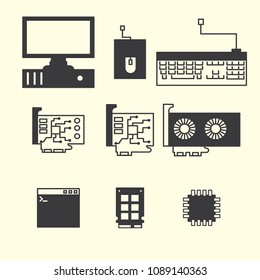Set Vector Icons Computer Parts Monitor Stock Vector (Royalty Free ...