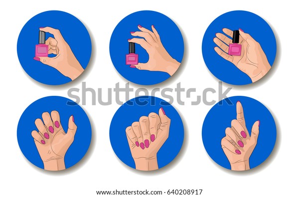 Set Vector Icons Female Hand Manicure Stock Vector (Royalty Free ...