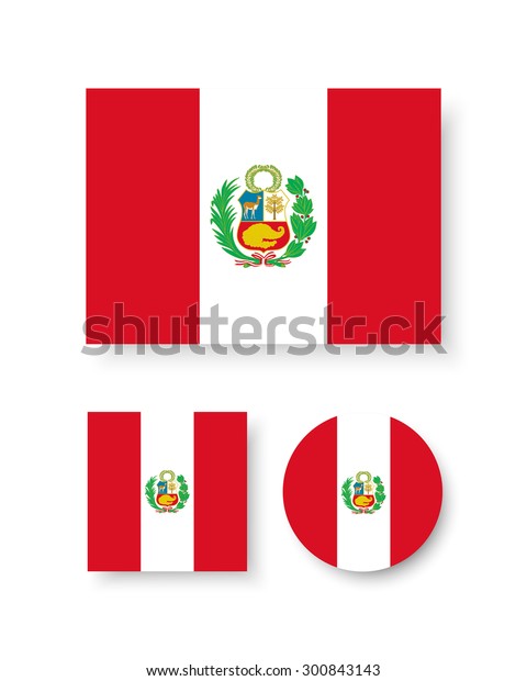 Set of vector icons with Peru flag