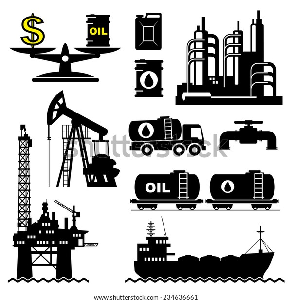 Set Vector Icons Petroleum Oil Industry Stock Vector (Royalty Free ...