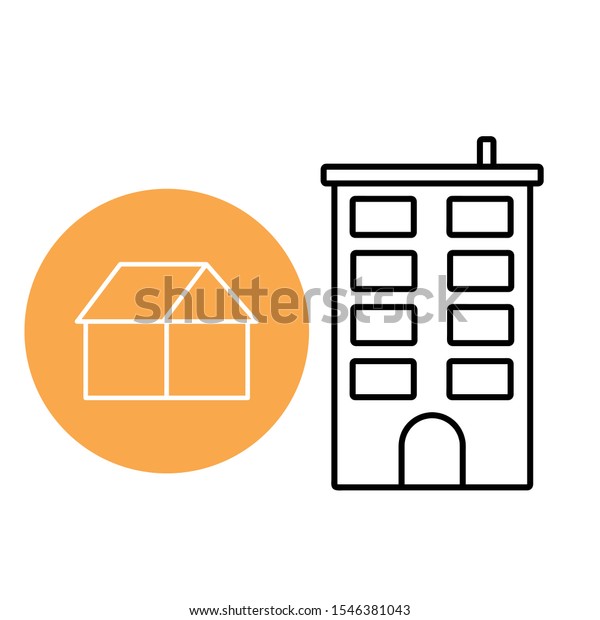 Set Vector Icons Tall House House Stock Vector (Royalty Free ...