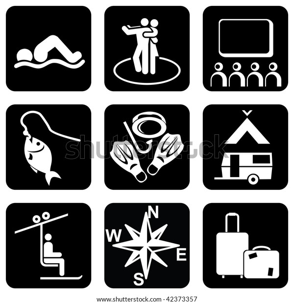 Set Vector Icons Travel Activities Theme Stock Vector (Royalty Free ...