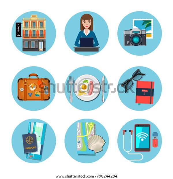 Set Vector Icons Travel Planning Stock Vector (Royalty Free) 790244284 ...