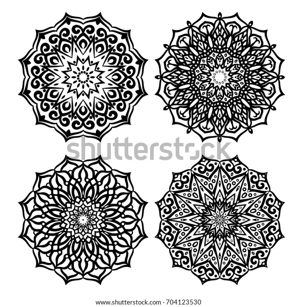 Set Vector Illustration Big Beautiful Outlines Stock Vector (Royalty ...