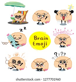 Set Vector Illustration Brain Emoticons Isolated Stock Vector (Royalty ...
