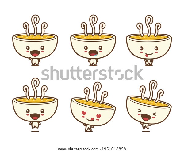 Set Vector Illustration Cute Soup Character Stock Vector (Royalty Free ...