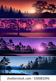 Set Vector Illustration Nature Background Header Stock Vector (Royalty ...